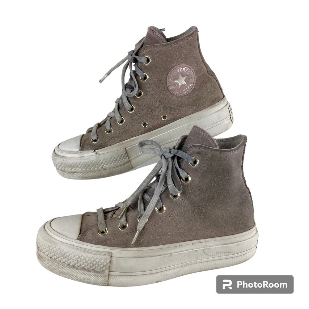 Converse Women Sz 6 Ctas Lift Hi Platform Suede Stone… - Gem